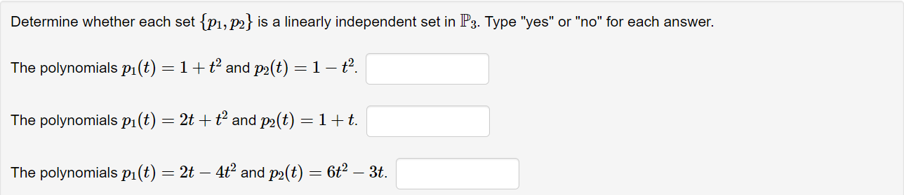 Solved Determine whether each set {p1,p2} is a | Chegg.com