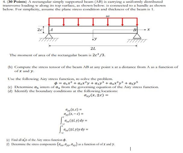 Solved 4. 30 Points) A rectangular simply supported beam | Chegg.com