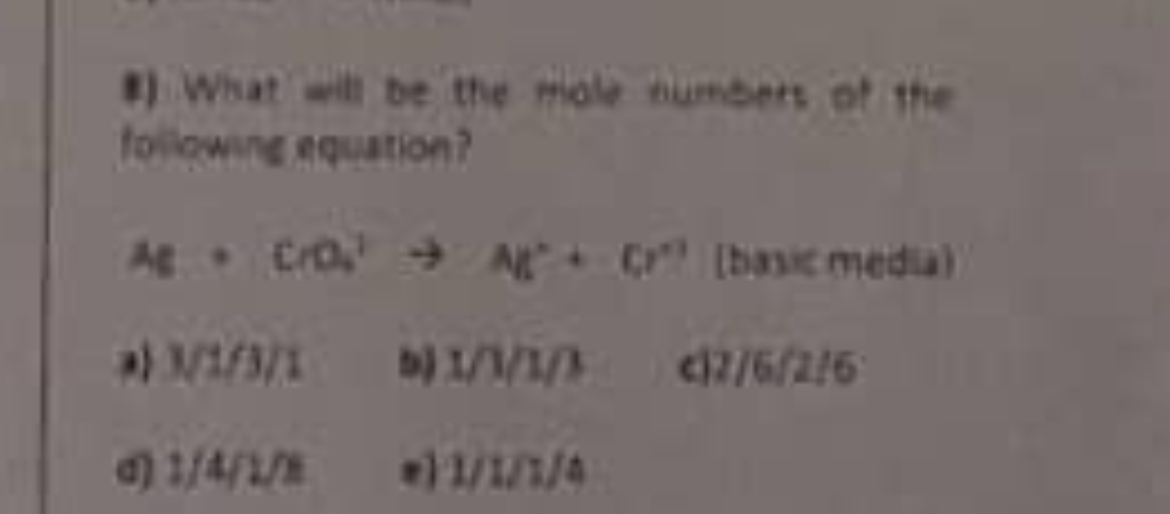 Solved What with be the mole numbers of the tollowice | Chegg.com