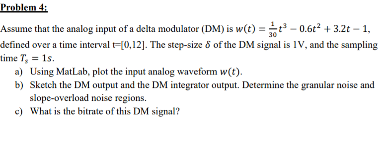 Problem 4: Assume that the analog input of a delta | Chegg.com
