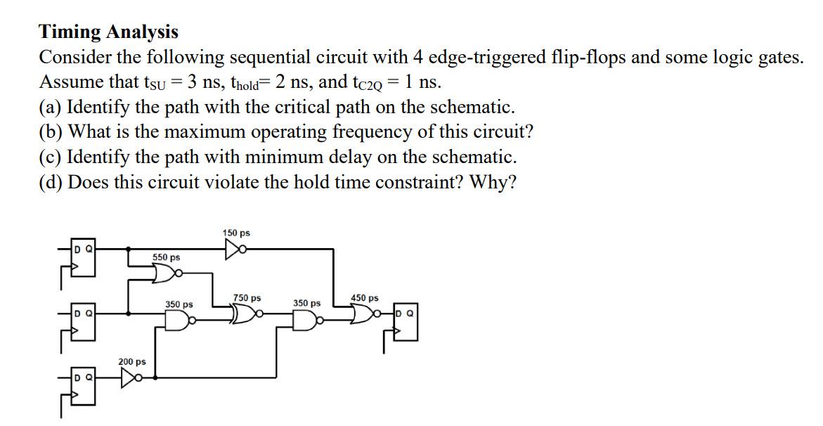 Solved Timing Analysis Consider the following sequential | Chegg.com