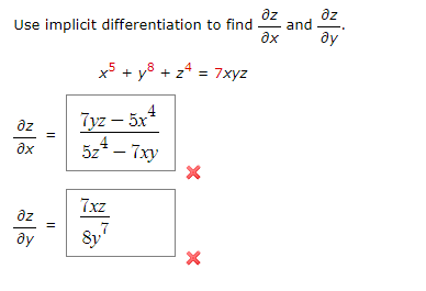 Solved Use implicit differentiation to find (delz)/(delx) | Chegg.com