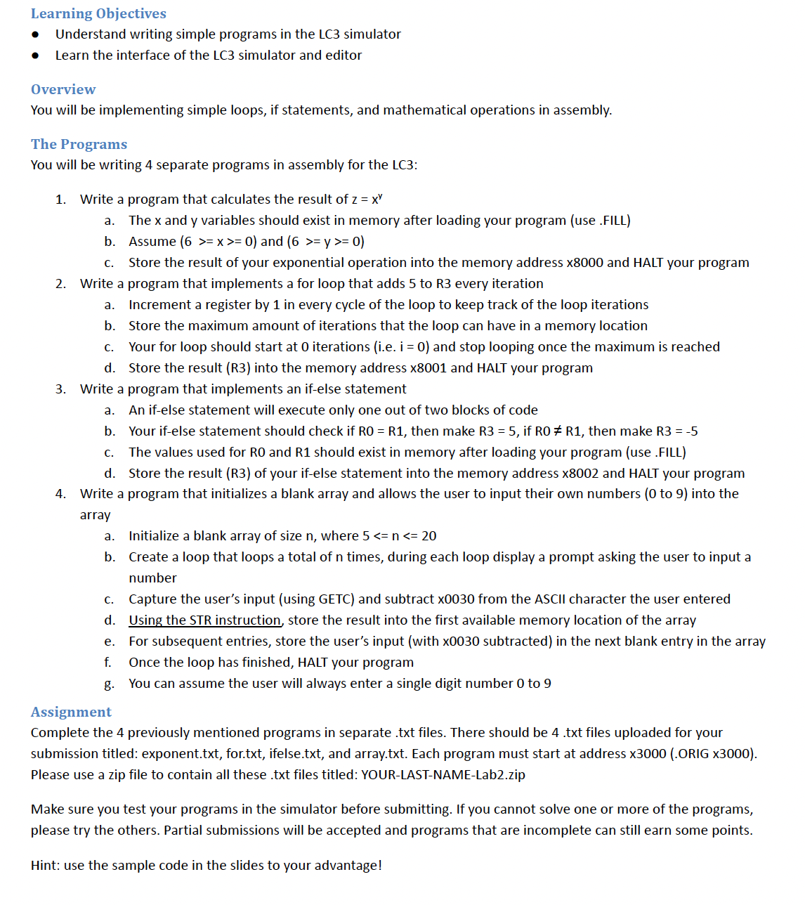 Solved lc3 ﻿simulatorwrite whole code for each part | Chegg.com