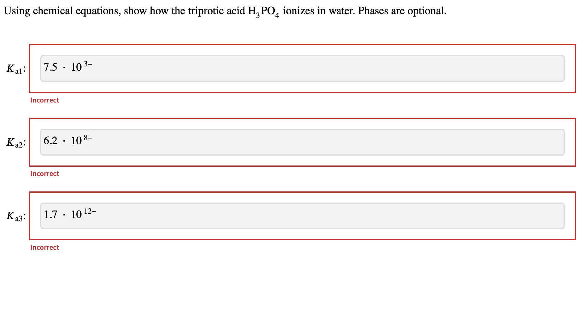 Solved Using chemical equations, show how the triprotic acid | Chegg.com