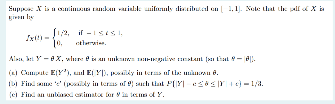 Solved Suppose X is a continuous random variable uniformly | Chegg.com