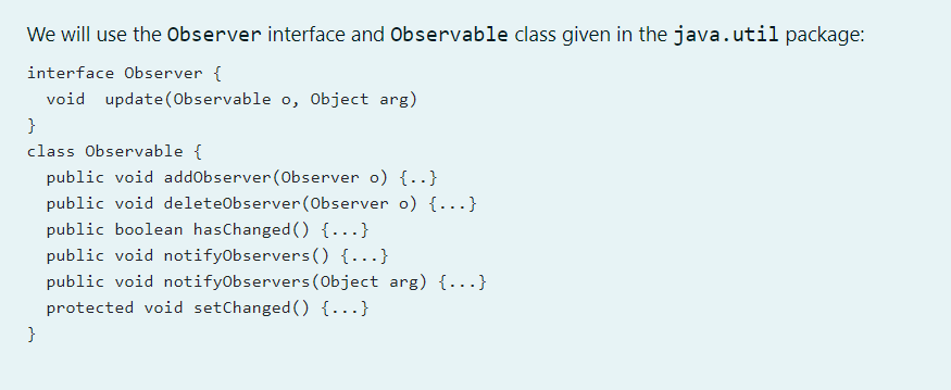 Solved We will use the Observer interface and Observable | Chegg.com
