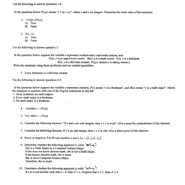 Solved Discrete math problems. Work needs to be shown. I | Chegg.com