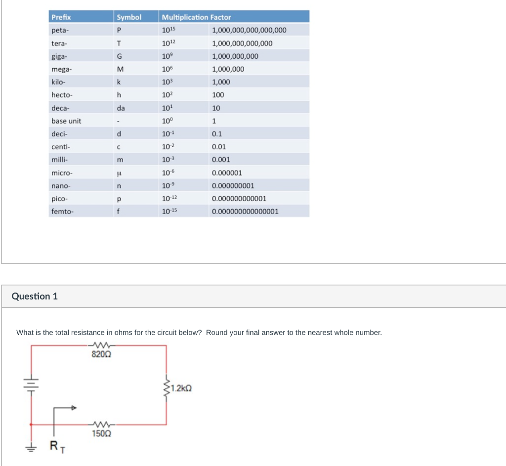 Solved Prefix Symbol peta- Р tera- T 1012 giga- G | Chegg.com