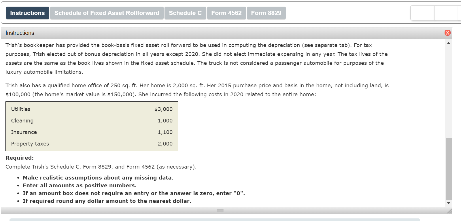 Instructions Schedule Of Fixed Asset Rollforward Chegg