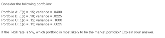 Solved Consider the following portfolios: Portfolio | Chegg.com