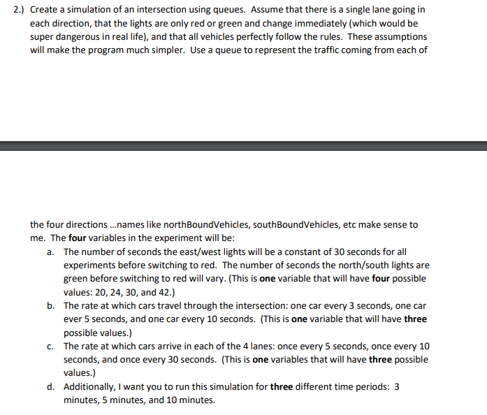 Solved 2.) Create a simulation of an intersection using | Chegg.com