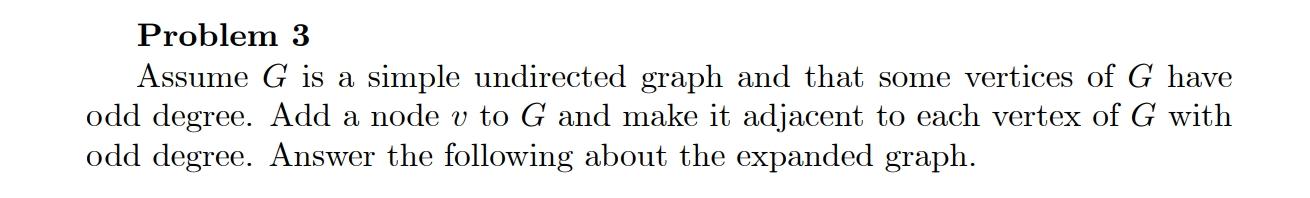 Solved Problem 3 Assume G is a simple undirected graph and | Chegg.com