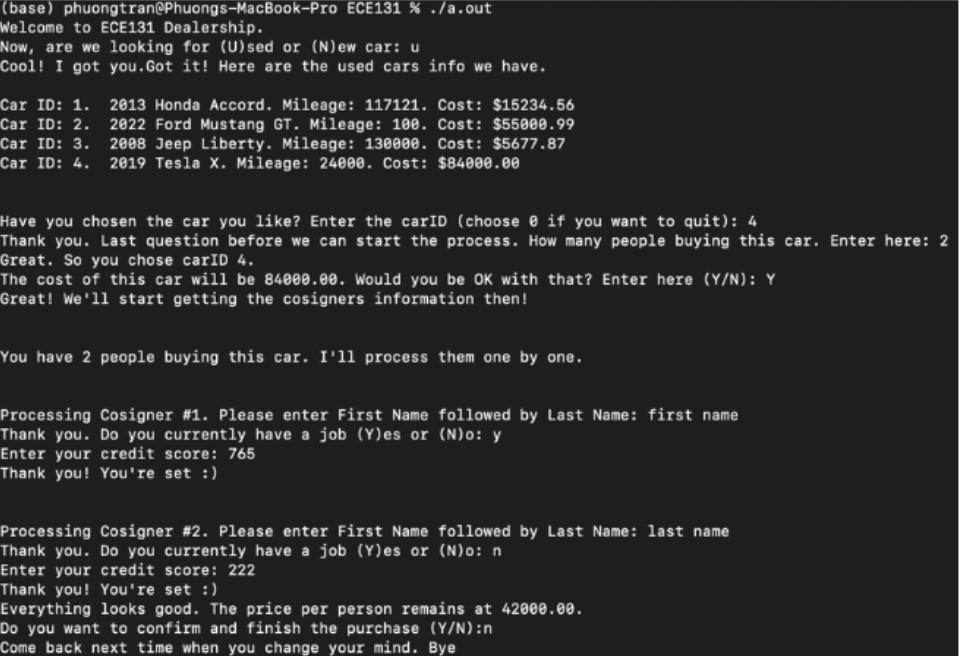 Solved Please complete in c This task will be a car | Chegg.com