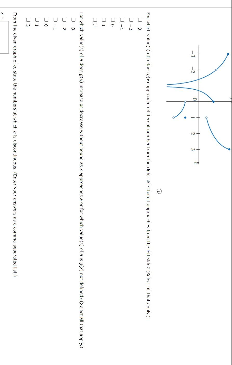 Solved Wi X 2 For Which Value s Of A Does G x Approach A Chegg