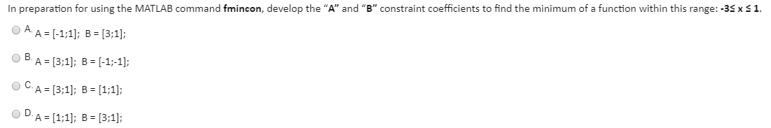 Solved In preparation for using the MATLAB command fmincon, | Chegg.com