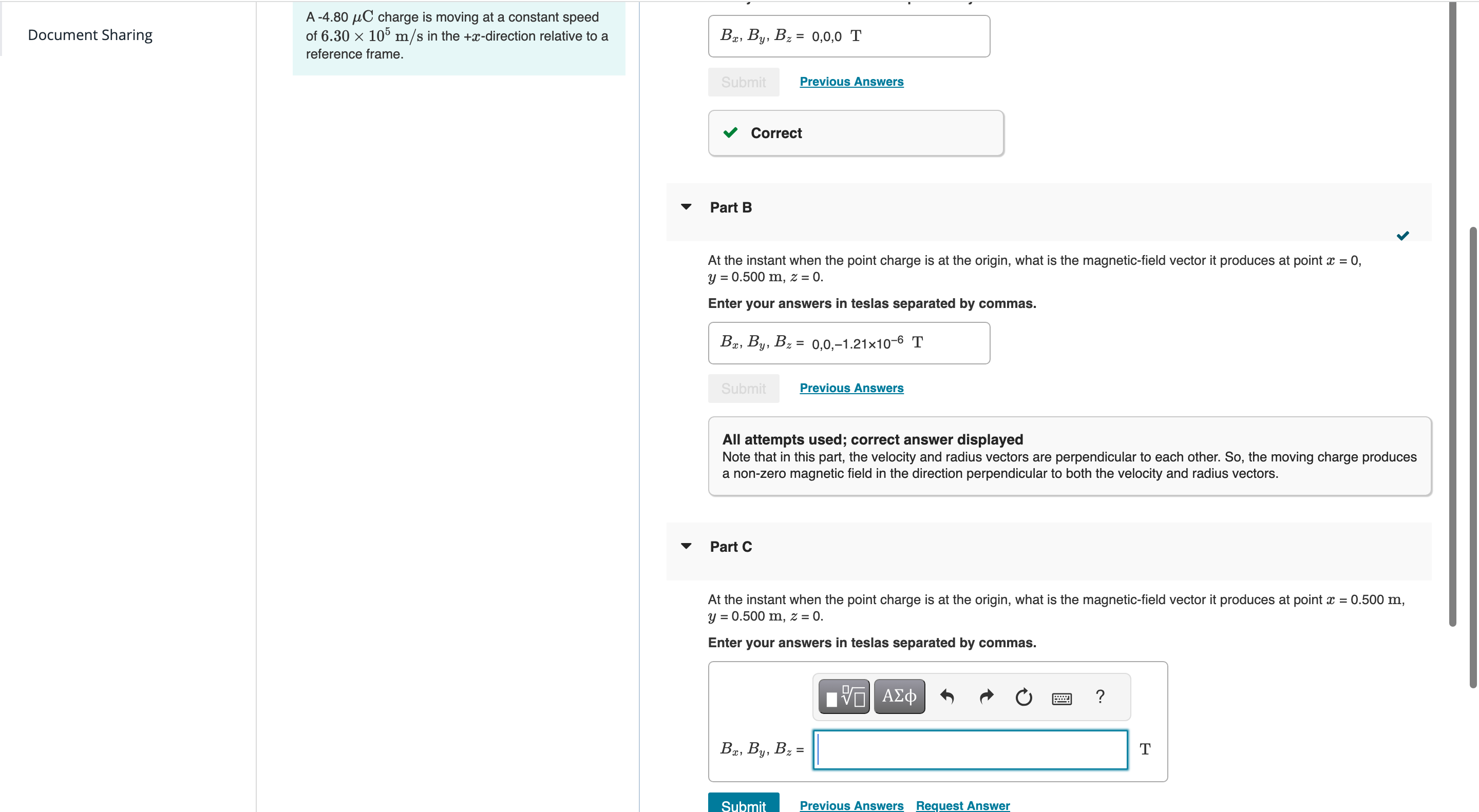Solved Document Sharing A -4.80 μC charge is moving at a | Chegg.com