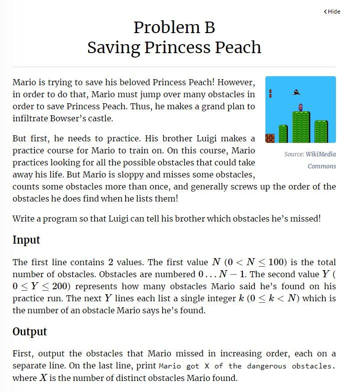 Solved Problem B Saving Princess Peach Mario is trying to | Chegg.com