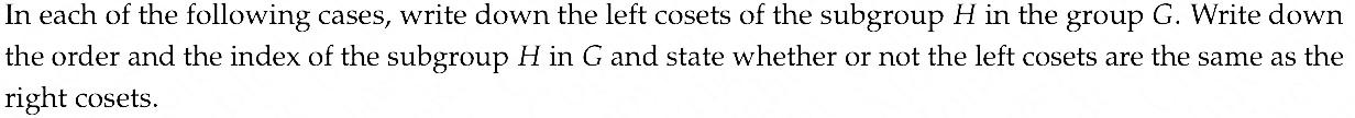 Solved In each of the following cases, write down the left | Chegg.com