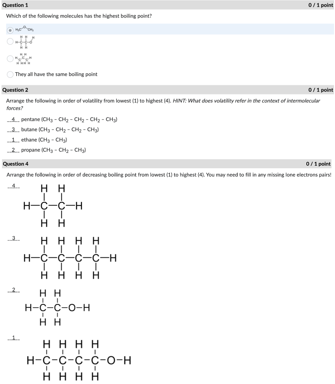 Solved Which of the following molecules has the highest | Chegg.com