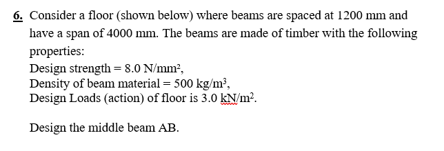 Consider a floor (shown below) where beams are spaced | Chegg.com