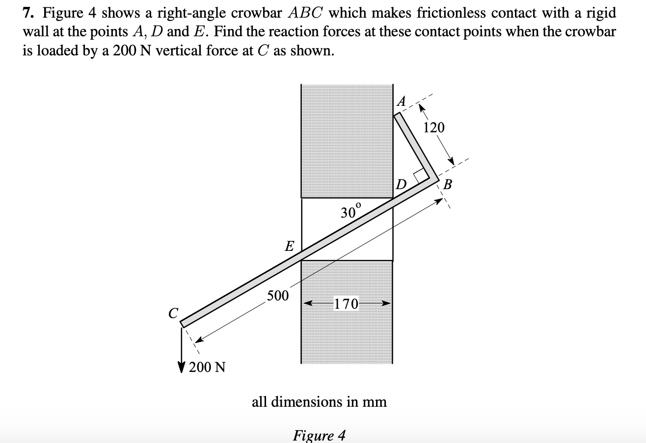Solved 7. Figure 4 shows a right-angle crowbar ABC which | Chegg.com