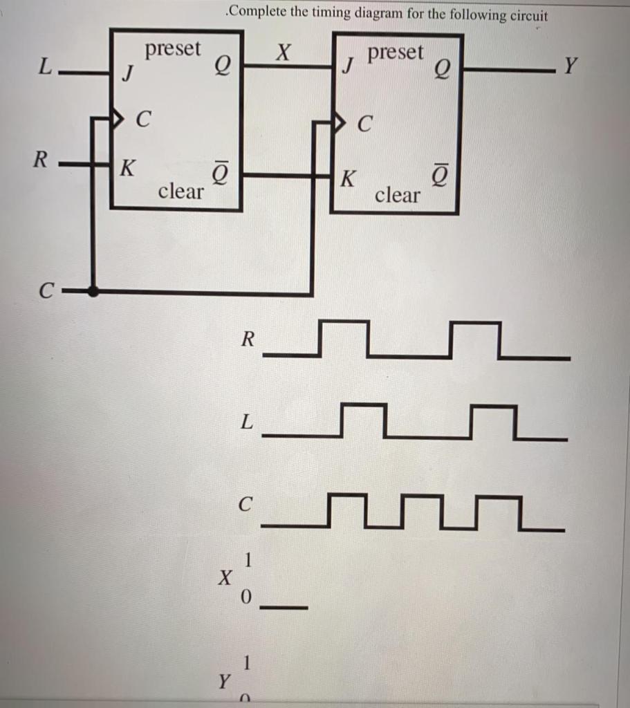 Solved Complete the timing diagram for the following circuit | Chegg.com