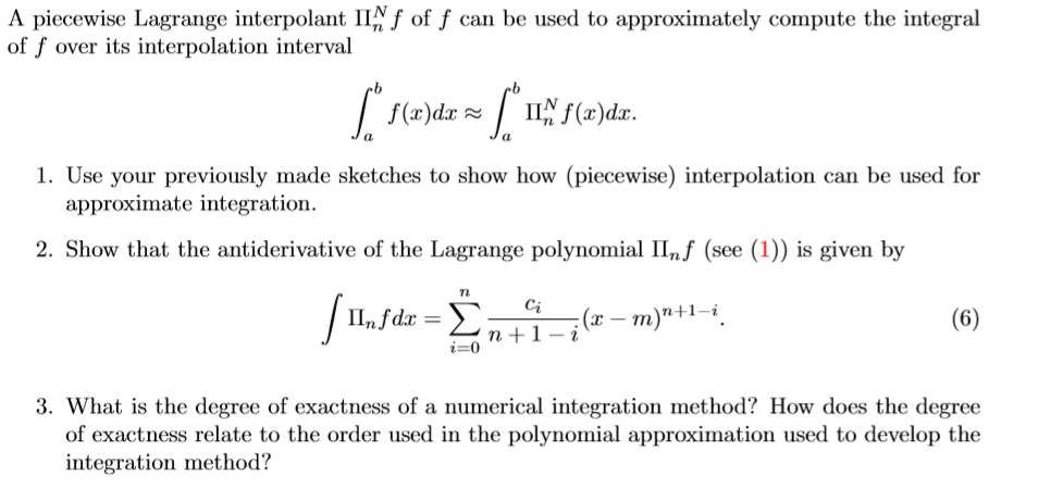 A piecewise Lagrange interpolant ITN f of f can be | Chegg.com