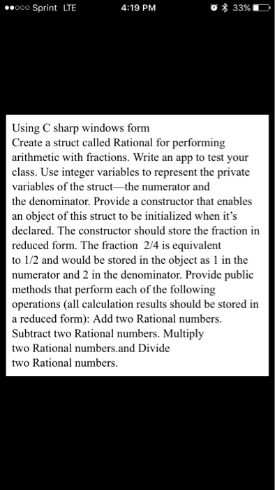 Solved Using C sharp windows form Create a struct called | Chegg.com