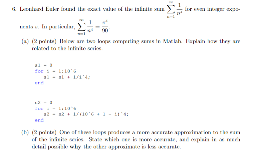 Solved 6. Leonhard Euler found the exact value of the | Chegg.com Solved 6. Leonhard Euler found the exact value of the | Chegg.com