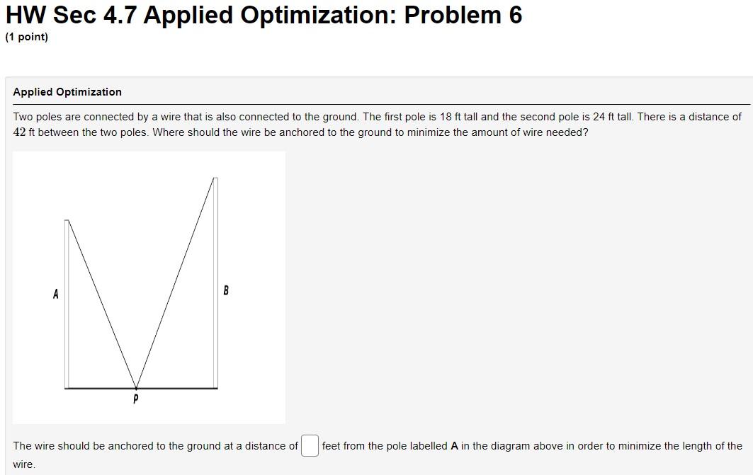 Solved HW Sec 4.7 Applied Optimization: Problem 6 (1 point) | Chegg.com