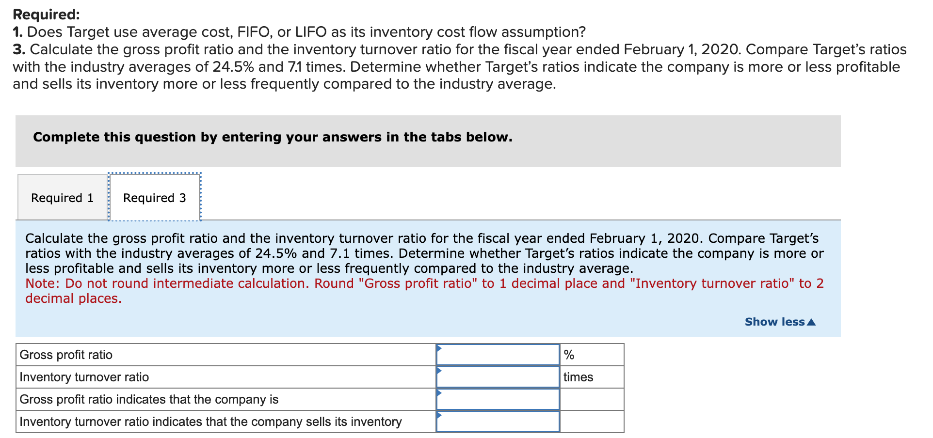 Required: 1. Does Target use average cost, FIFO, or | Chegg.com