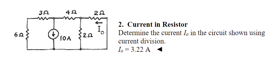 Solved 2. Current in Resistor Determine the current Io in | Chegg.com