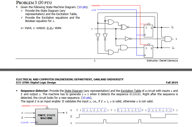 Solved PROBLEM 3 (20 PTS) Given the following State Machine | Chegg.com
