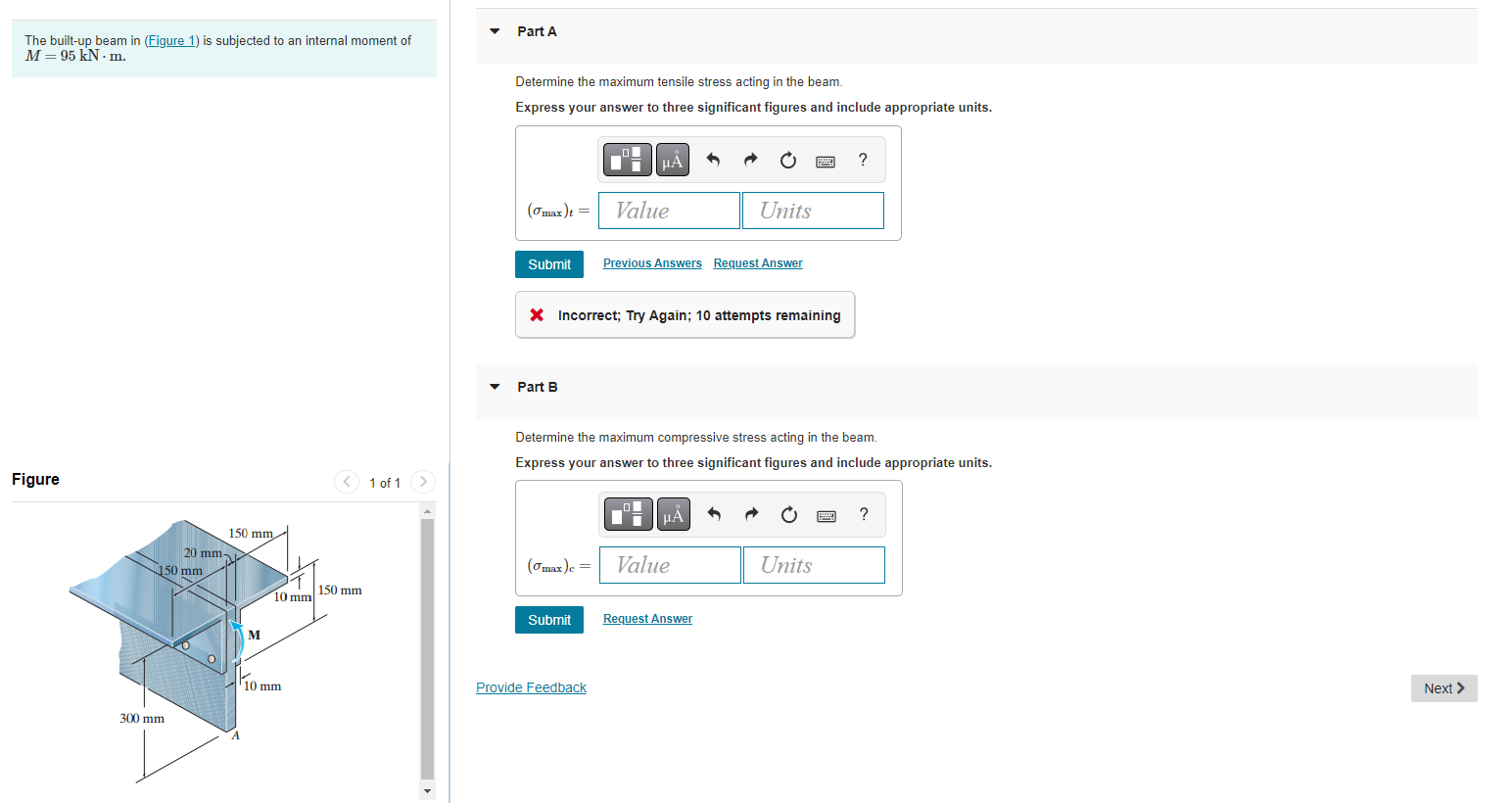 [Solved]: The built-up beam in (Figure 1) is subjected to