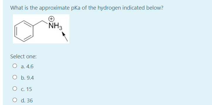 Solved What is the approximate pka of the hydrogen indicated | Chegg.com