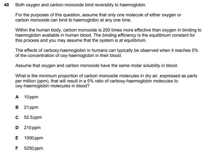 Solved Both oxygen and carbon monoxide bind reversibly to | Chegg.com