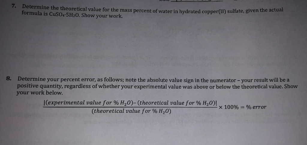 Solved 7. Determine the theoretical value for the mass | Chegg.com