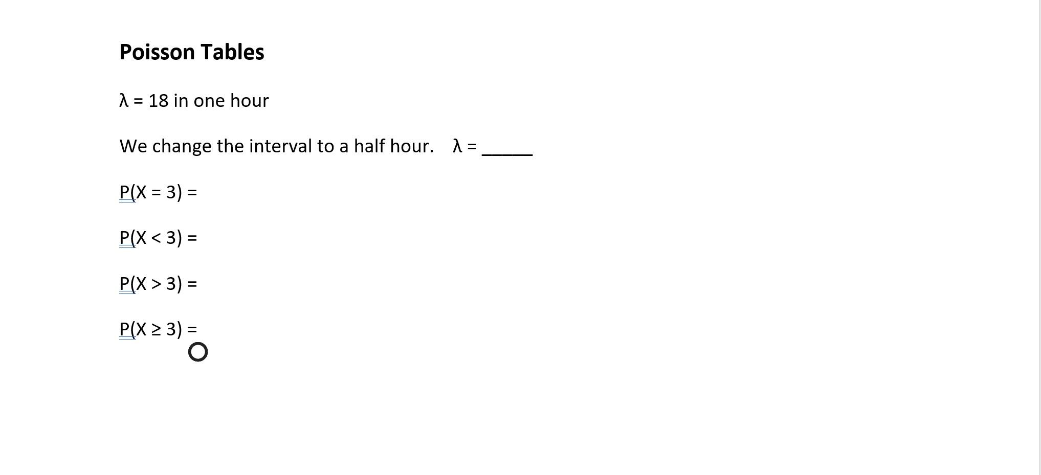 Solved Poisson Tables 1 = 18 in one hour We change the | Chegg.com