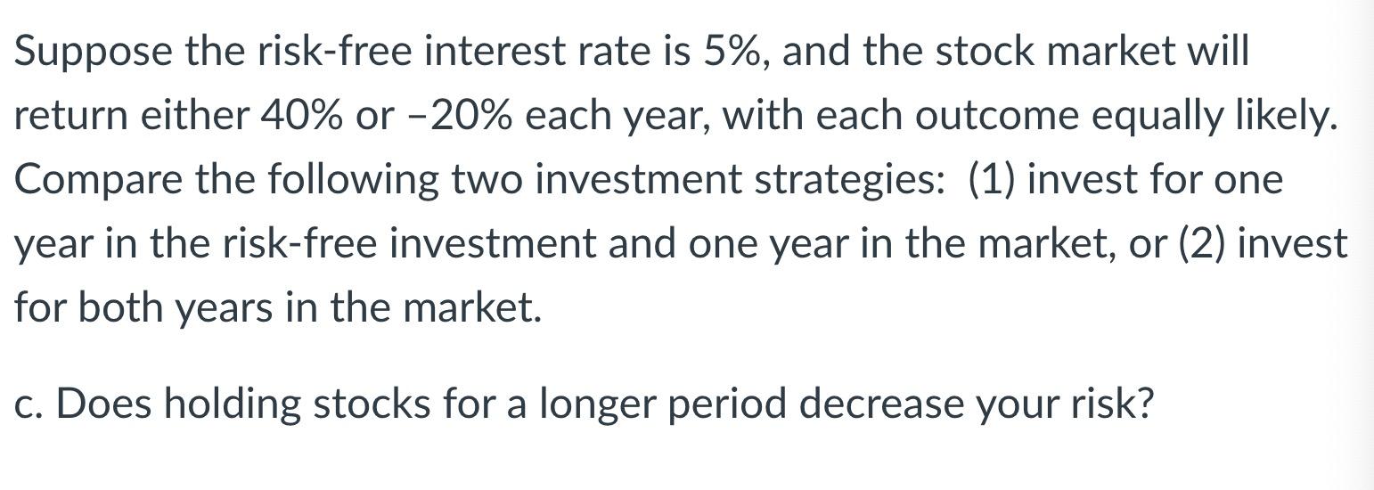 Solved Suppose the risk-free interest rate is 5%, and the | Chegg.com