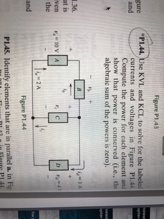 Solved Figure P1.43 P1.44. Use KVL and KCL to solve for the | Chegg.com