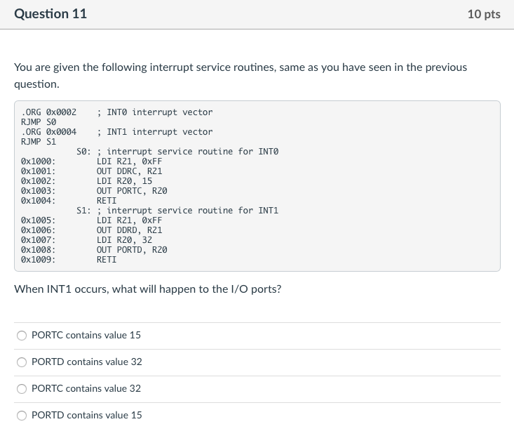Solved You are given the following interrupt service | Chegg.com