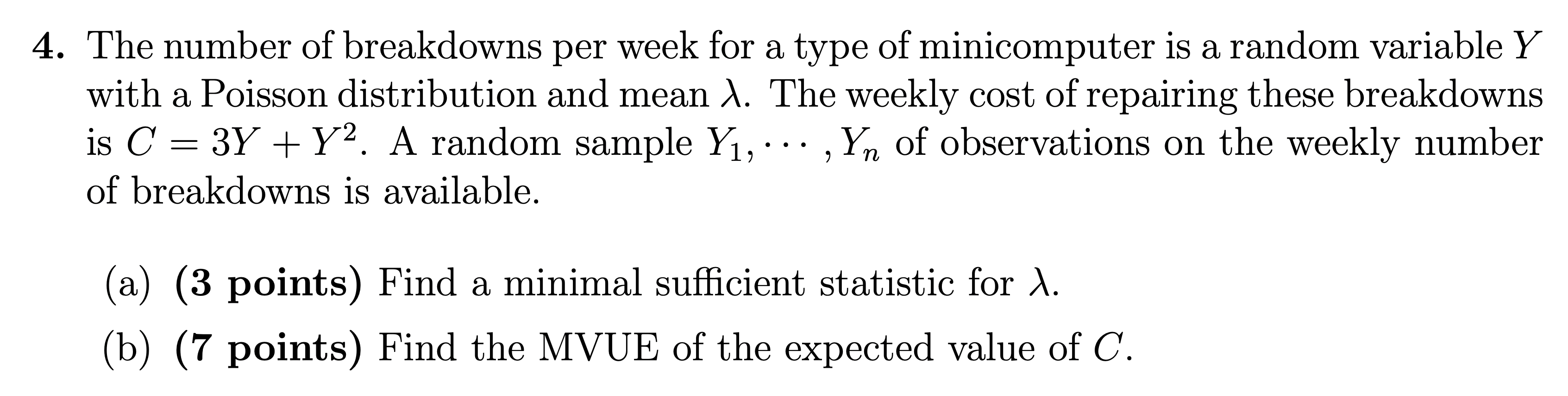 Solved 4. The number of breakdowns per week for a type of | Chegg.com