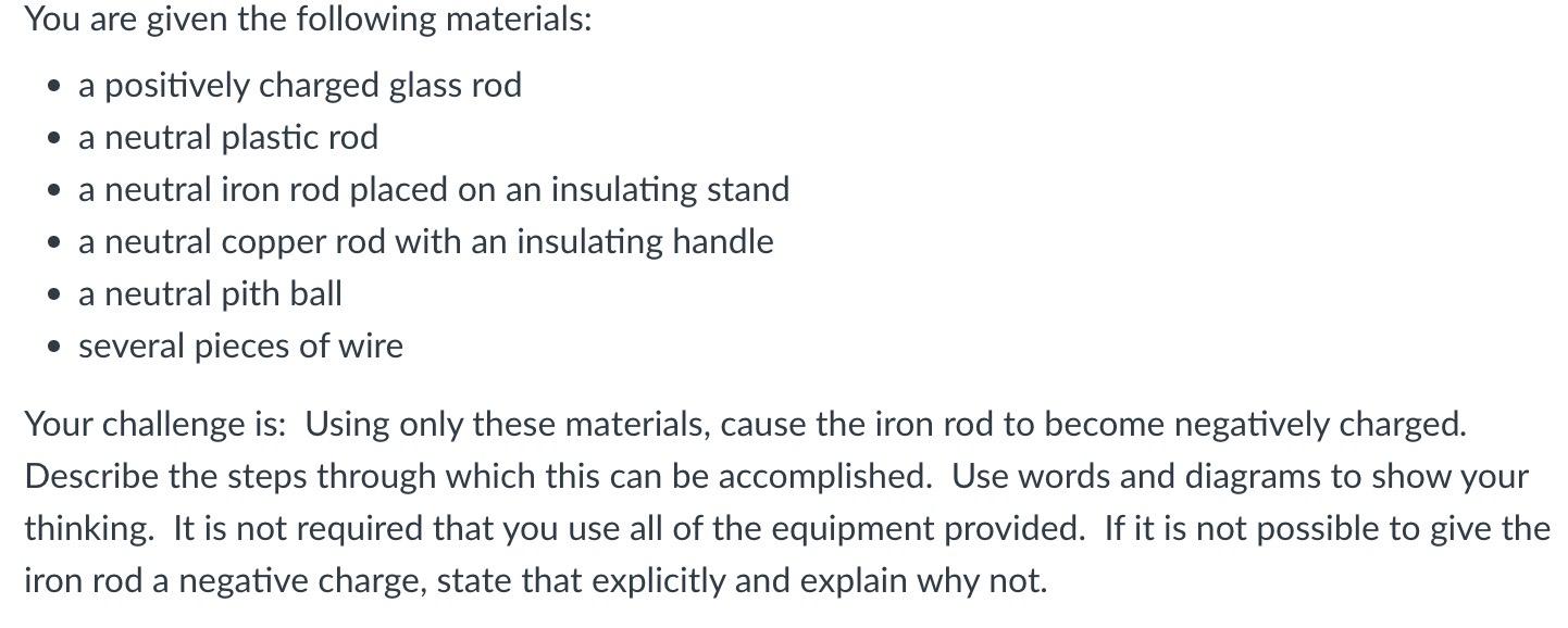 Solved You are given the following materials: - a positively | Chegg.com