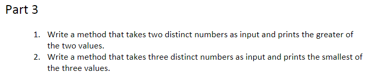 Solved 1. Write a method that takes two distinct numbers as | Chegg.com