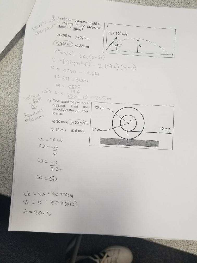 Solved 3) Find the maximum height H in meters of the | Chegg.com