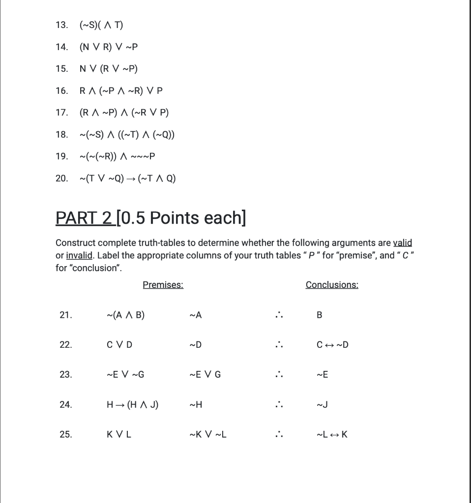 Logic - Homework 6 Please download and complete the | Chegg.com
