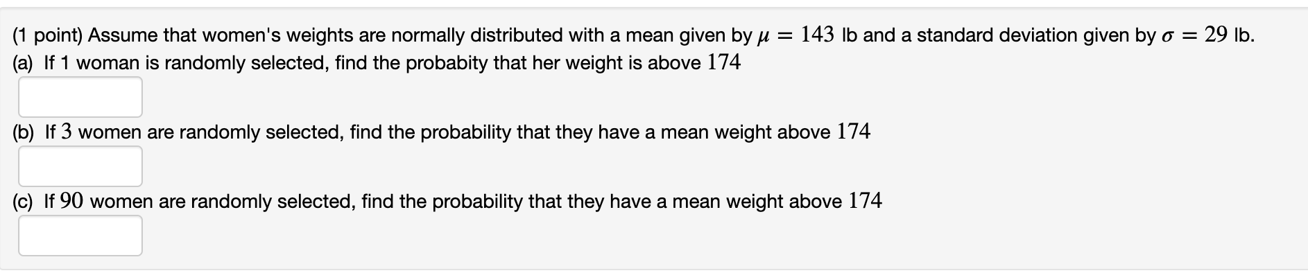 Solved 1 Point Assume That Womens Weights Are Normally