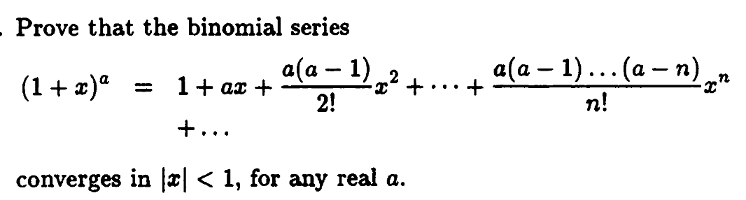 Solved Prove that the binomial series | Chegg.com
