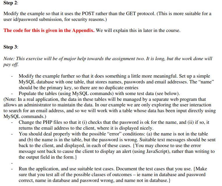 Solved Step 2: Modify the example so that it uses the POST | Chegg.com