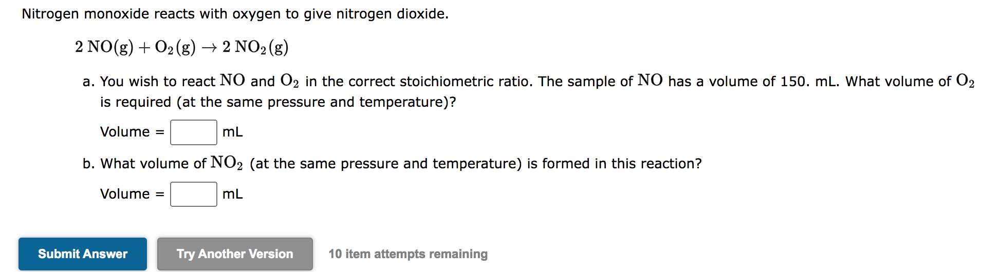 Solved Nitrogen monoxide reacts with oxygen to give nitrogen | Chegg.com